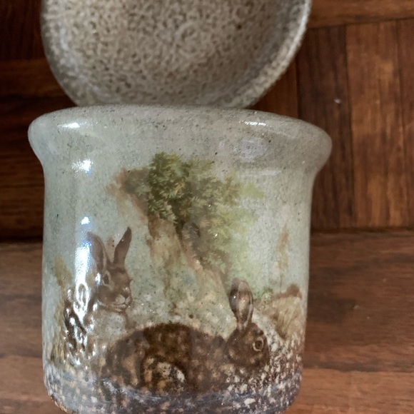 Holiday | Pottery Rabbits Ceramic Handcrafted Signed Planter Under ...